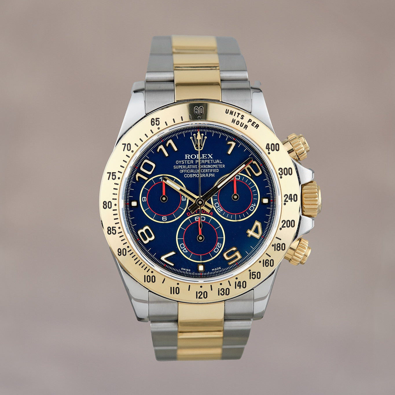 Rolex Cosmograph Daytona Two Tone Yellow Gold Blue Racing Panda 116523 ...