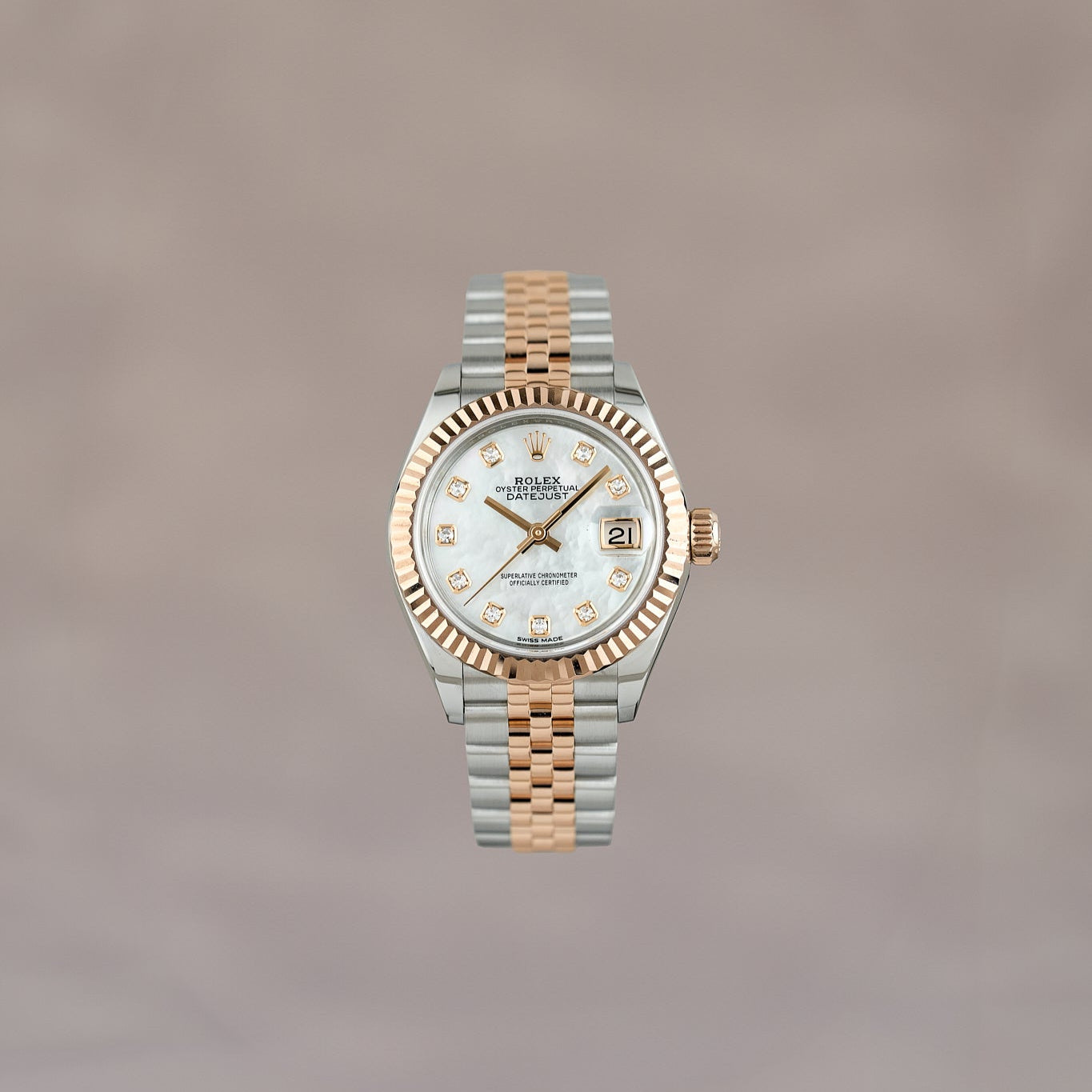 Rolex Datejust 28 Two Tone Rose Gold Mother of Pearl with Diamonds 28m ...