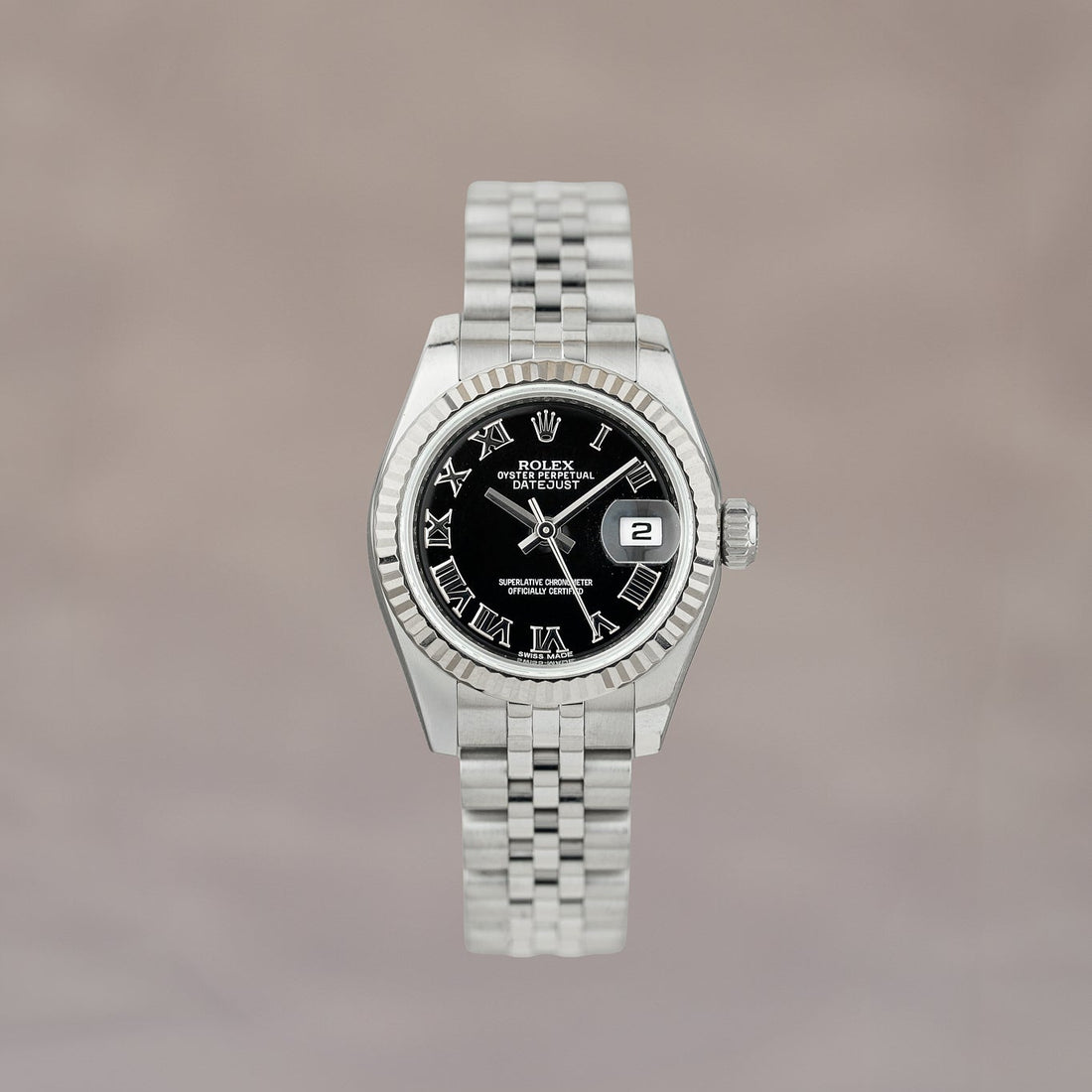 Rolex Lady Datejust 26 Black Roman Dial 179174 2013 – Gentry Timepieces