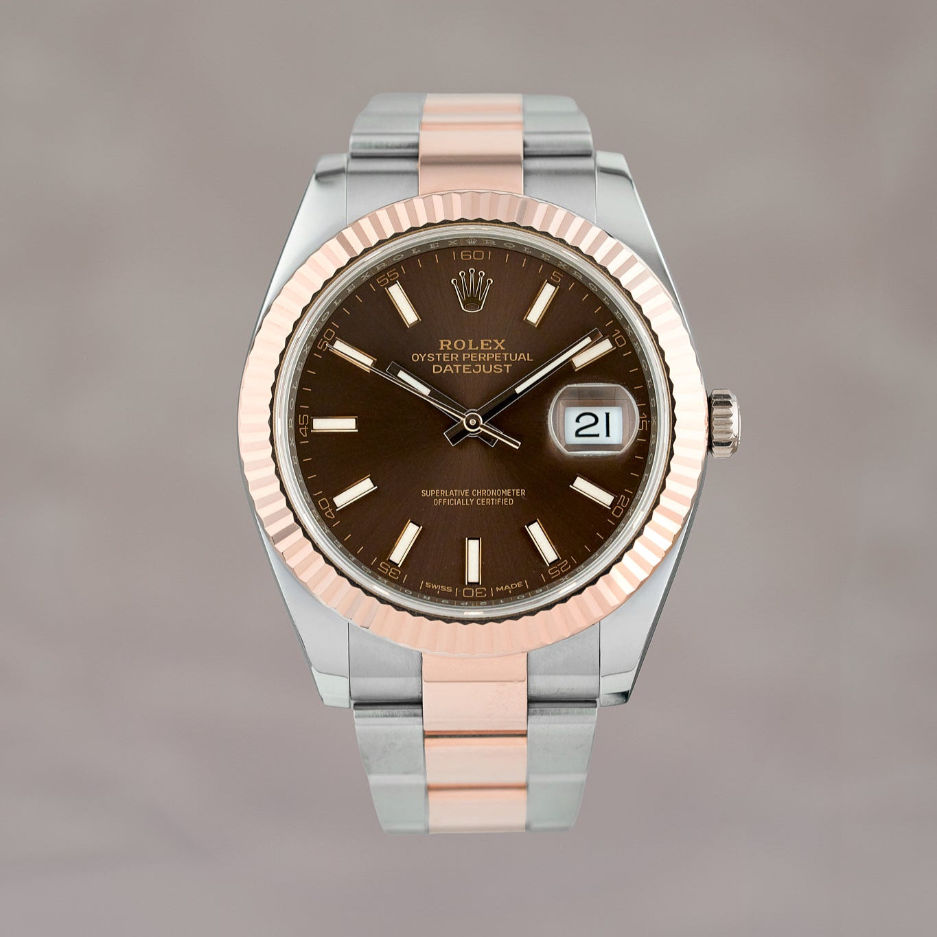 Rolex Datejust 41 Two Tone Rose Gold Choco Stick 41mm 126331 2018 ...